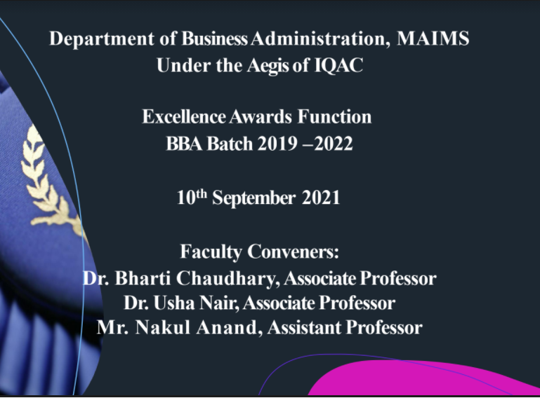 Excellence Awards Function BBA Batch 2019 – 2022 – MAIMS